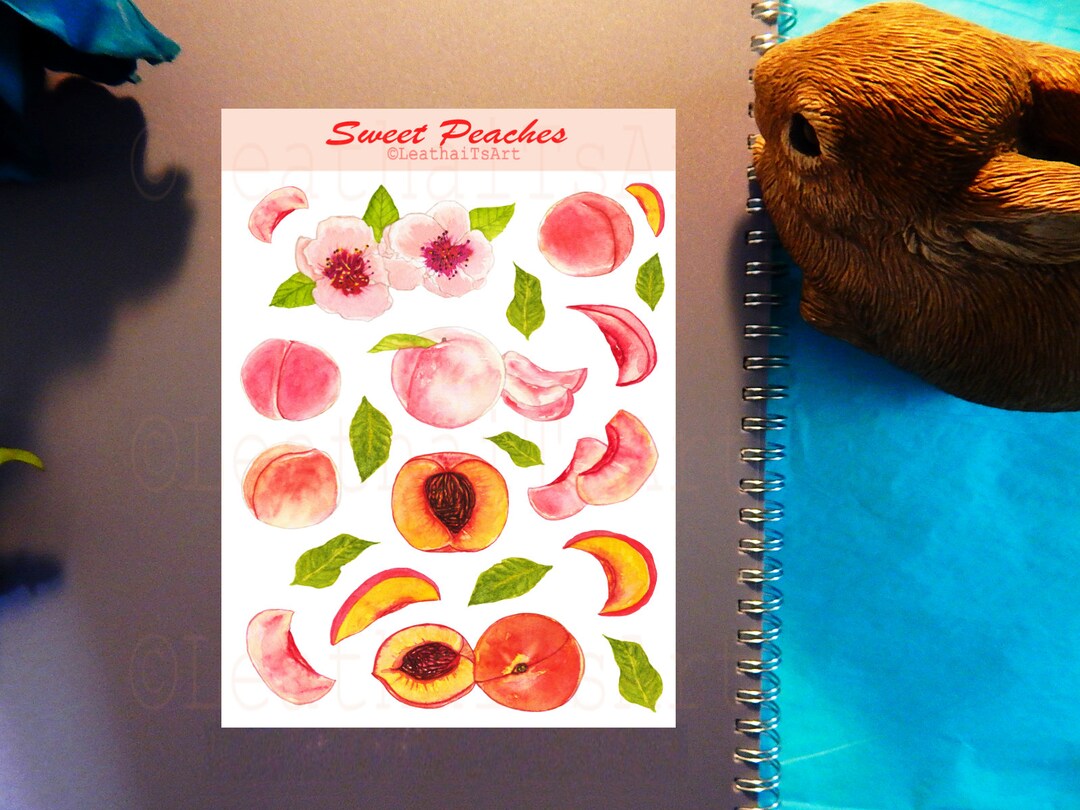 Peach Fruit Stickers Juicy Summer Fruit Peach Stickers Peaches Planner ...