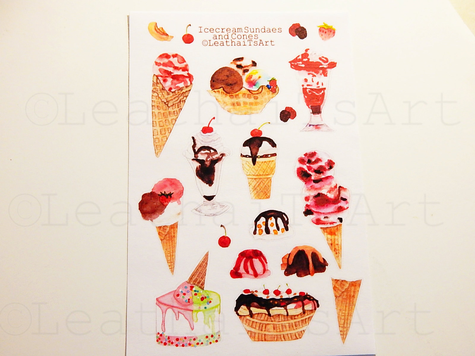 Sundae Ice Cream Stickers Ice Cream Cones Stickers Watercolor - Etsy