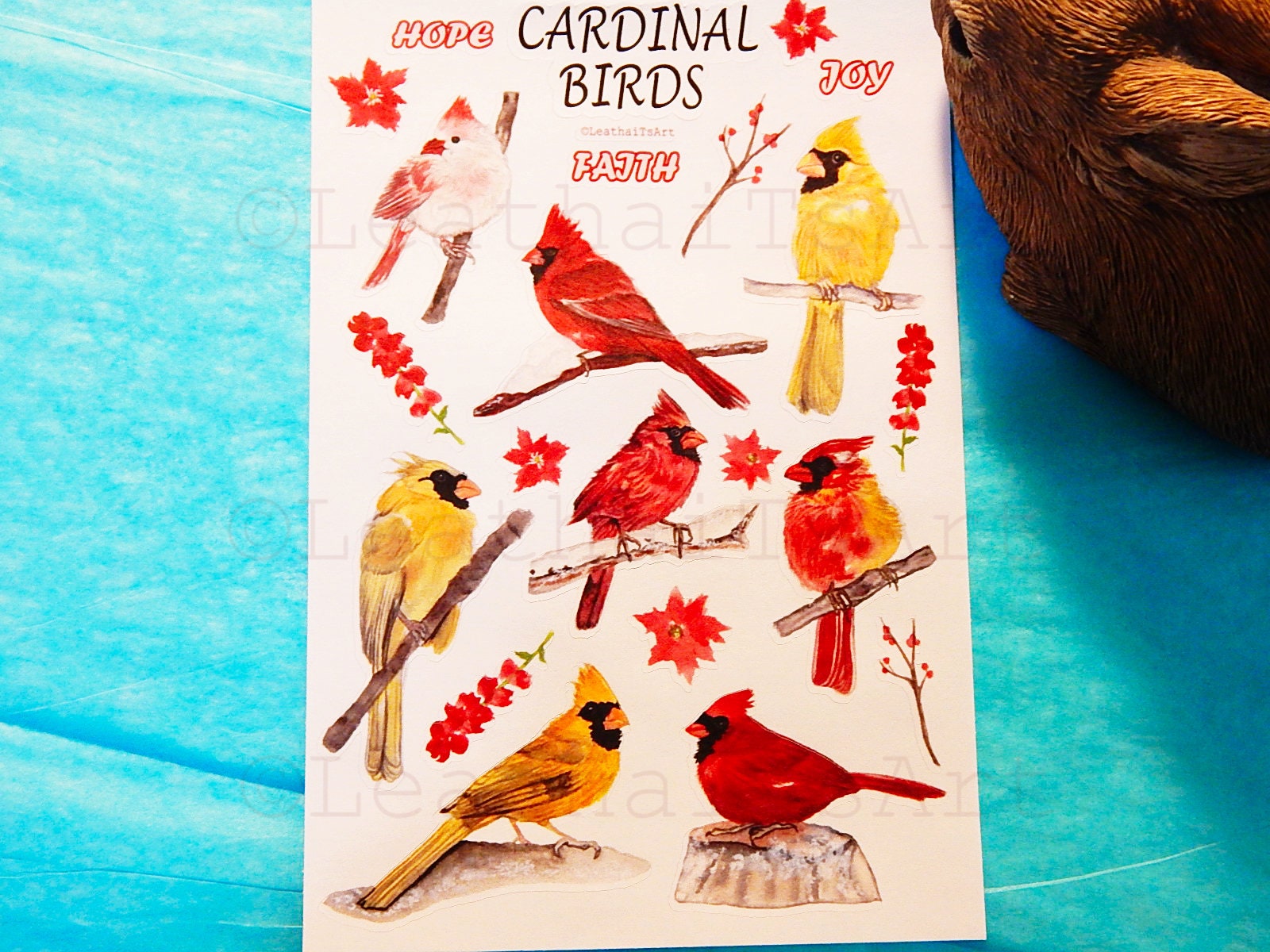 Cardinal Bird Stickers Yellow and Red Cardinal Bird Stickers | Etsy