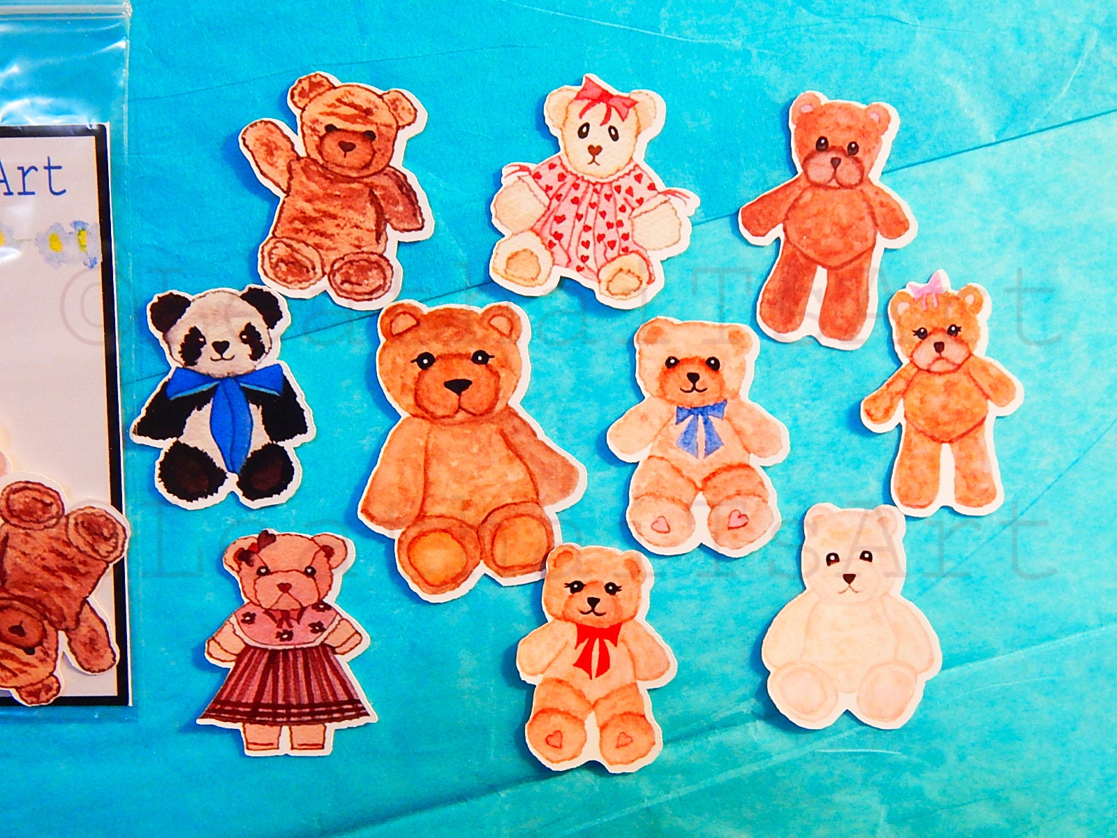 Sticker Pack Cute Teddy Bears Sticker Pack Weatherproof Water | Etsy