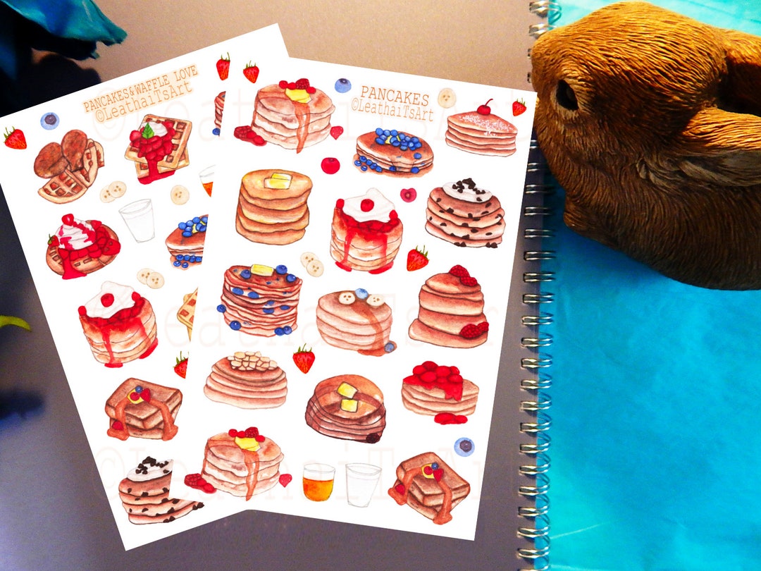Tasty Pancake and Waffle Breakfast Stickers Set Pancakes and Waffles ...