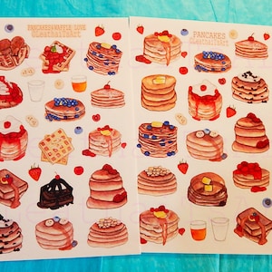 Tasty Pancake and Waffle Breakfast Stickers Set Pancakes and Waffles ...
