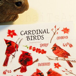 Cardinal Bird Stickers Red Cardinal Bird Stickers Seasonal Bird ...