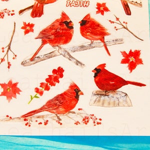 Cardinal Bird Stickers Red Cardinal Bird Stickers Seasonal Bird ...