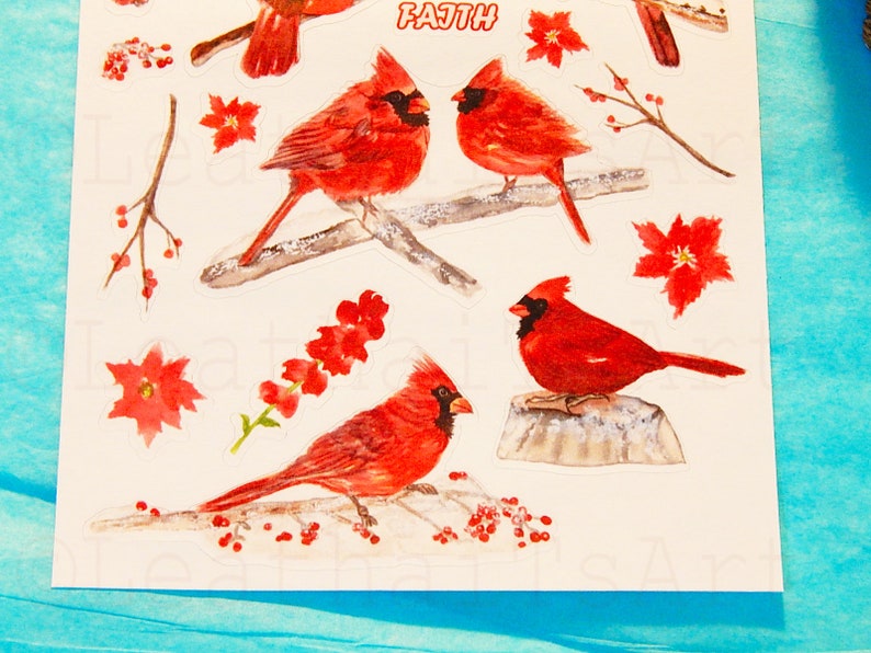 Cardinal Bird Stickers Red Cardinal Bird Stickers Seasonal - Etsy