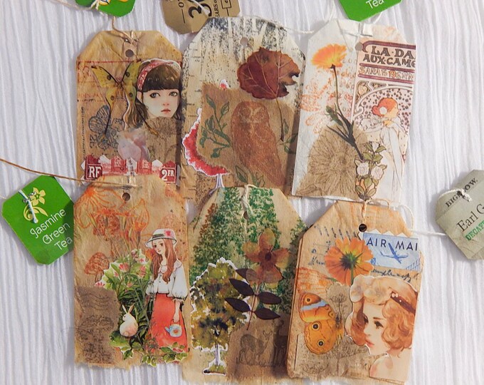 3 Tea Bags Art Ephemera 3 Random Junk Journal Decorated Collage ...