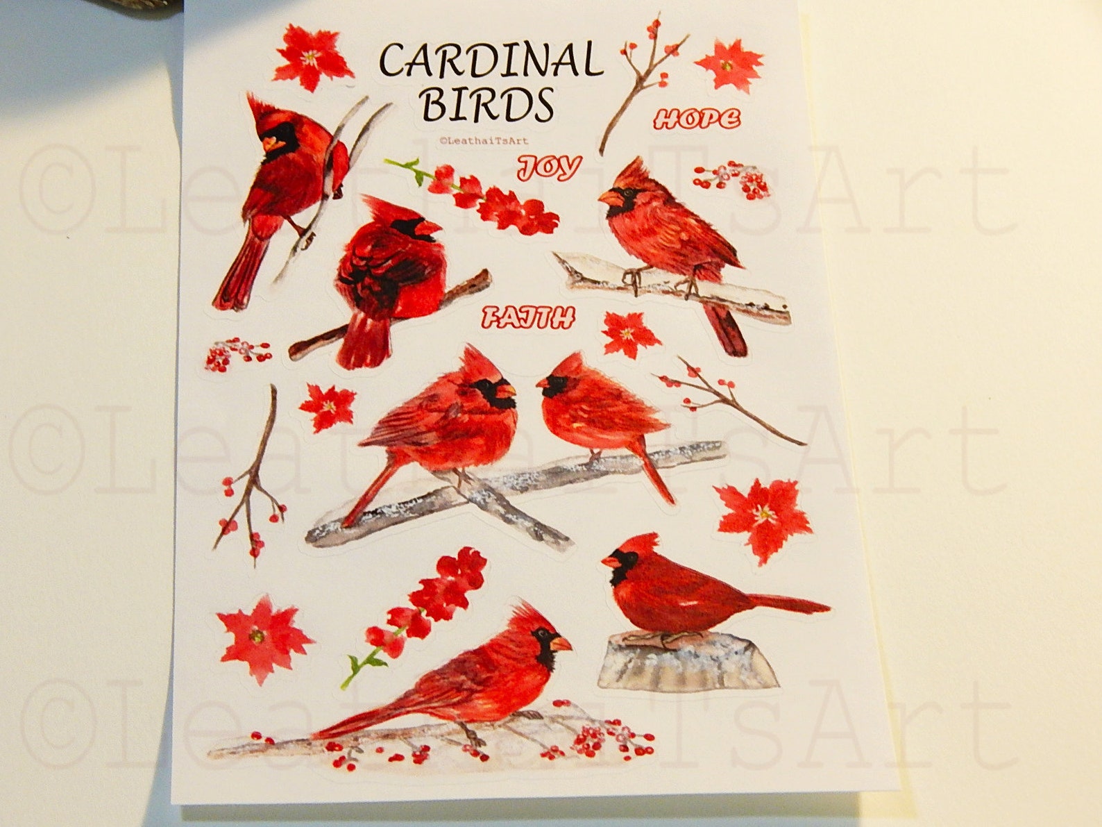 Cardinal Bird Stickers Red Cardinal Bird Stickers Seasonal - Etsy