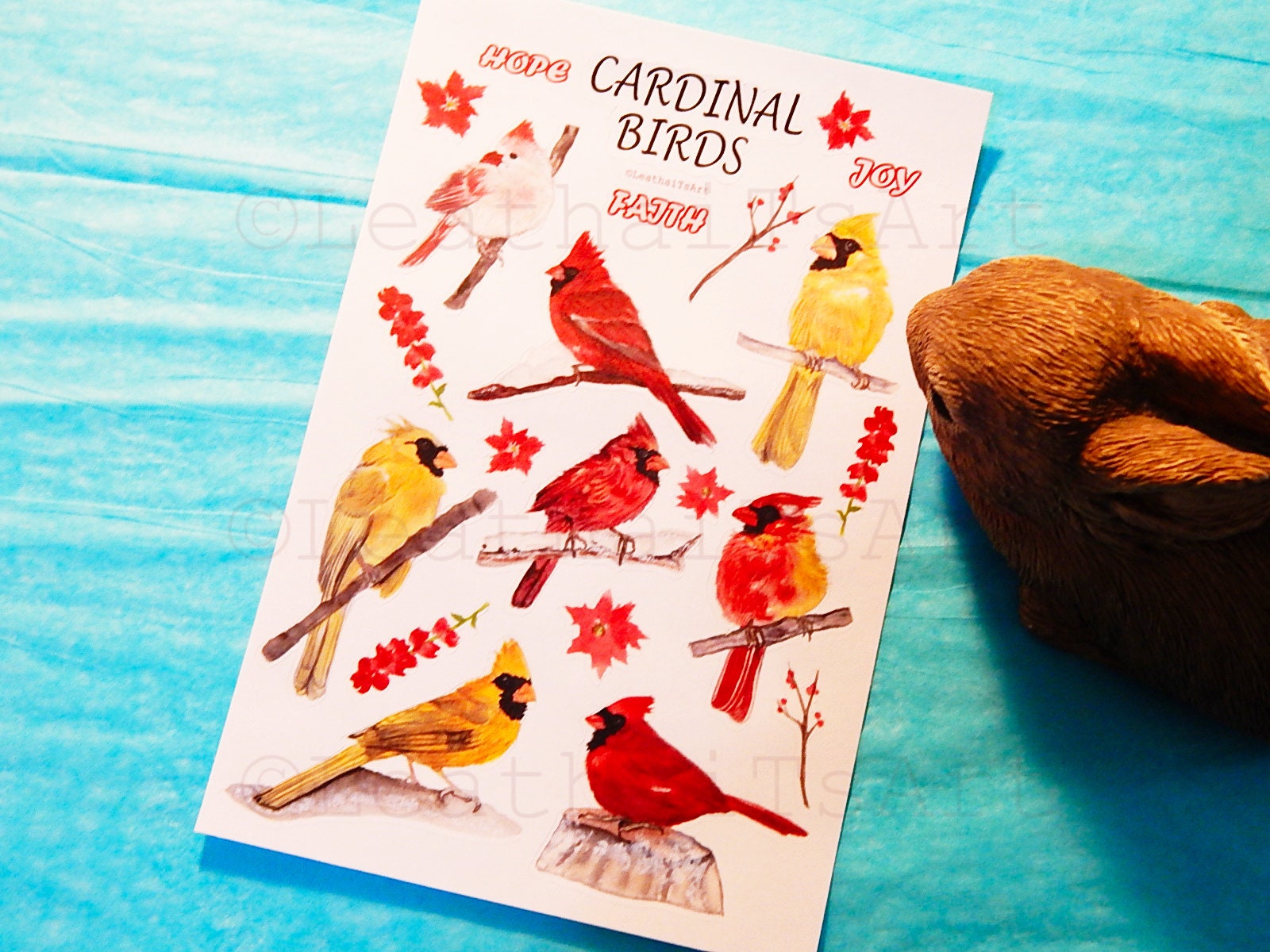 Cardinal Bird Stickers Yellow and Red Cardinal Bird Stickers | Etsy