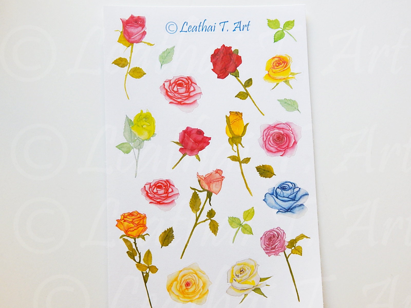 Spring Roses Stickers Watercolor Roses Sticker Sheet Bujo | Etsy