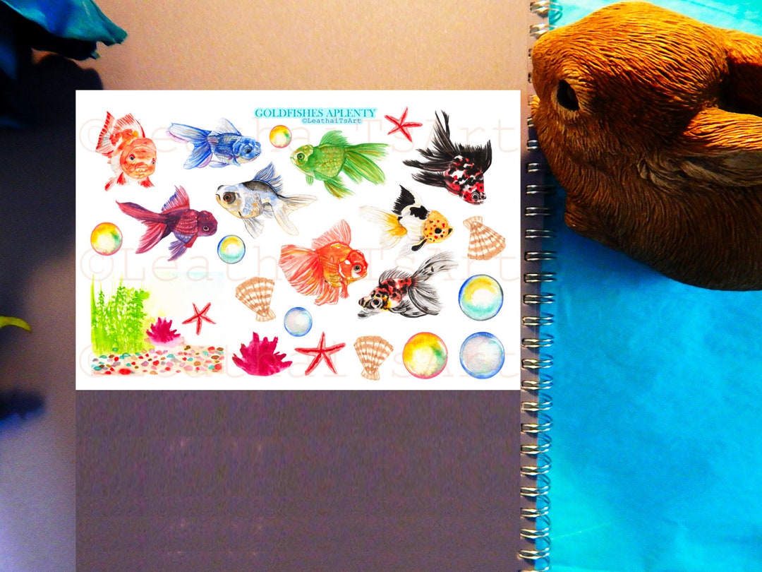 Fancy Goldfish Stickers 1 Colorful Goldfish Stickers Glossy or Vinyl ...