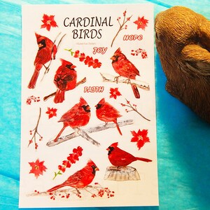 Cardinal Bird Stickers Red Cardinal Bird Stickers Seasonal Bird ...