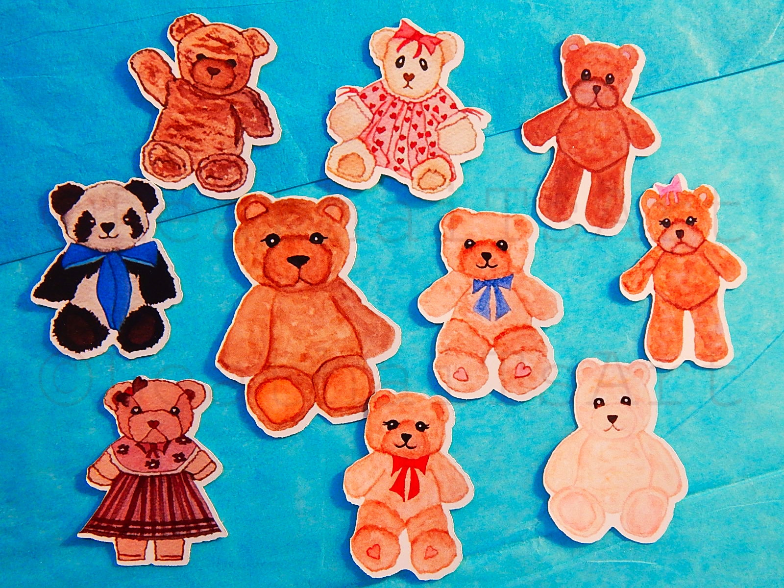 Sticker Pack Cute Teddy Bears Sticker Pack Weatherproof Water | Etsy