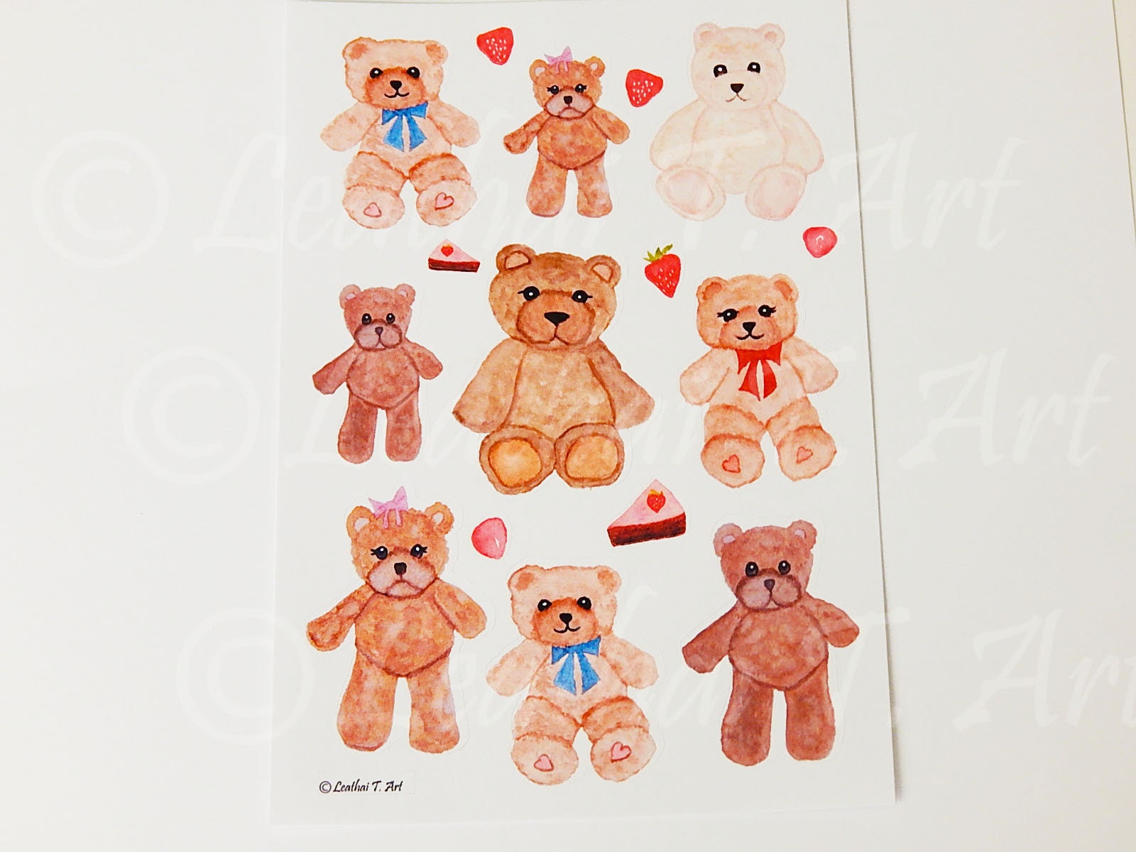 Cute Teddy Bear Sticker Sheet Teddy Bear Stickers Bear | Etsy