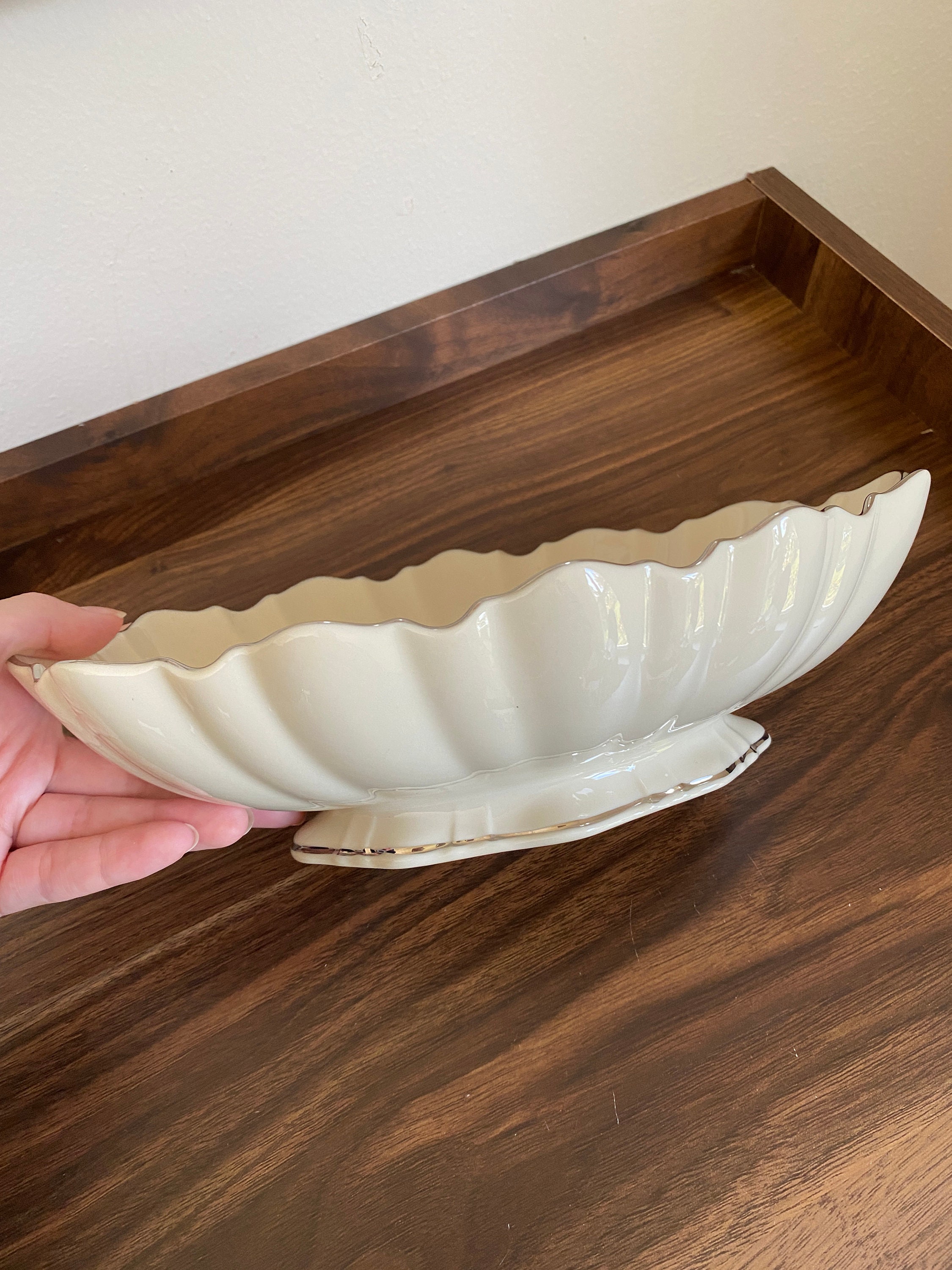 Vintage Lenox Bowl | Sculptured Bowl | Scalloped Centerpiece - Etsy