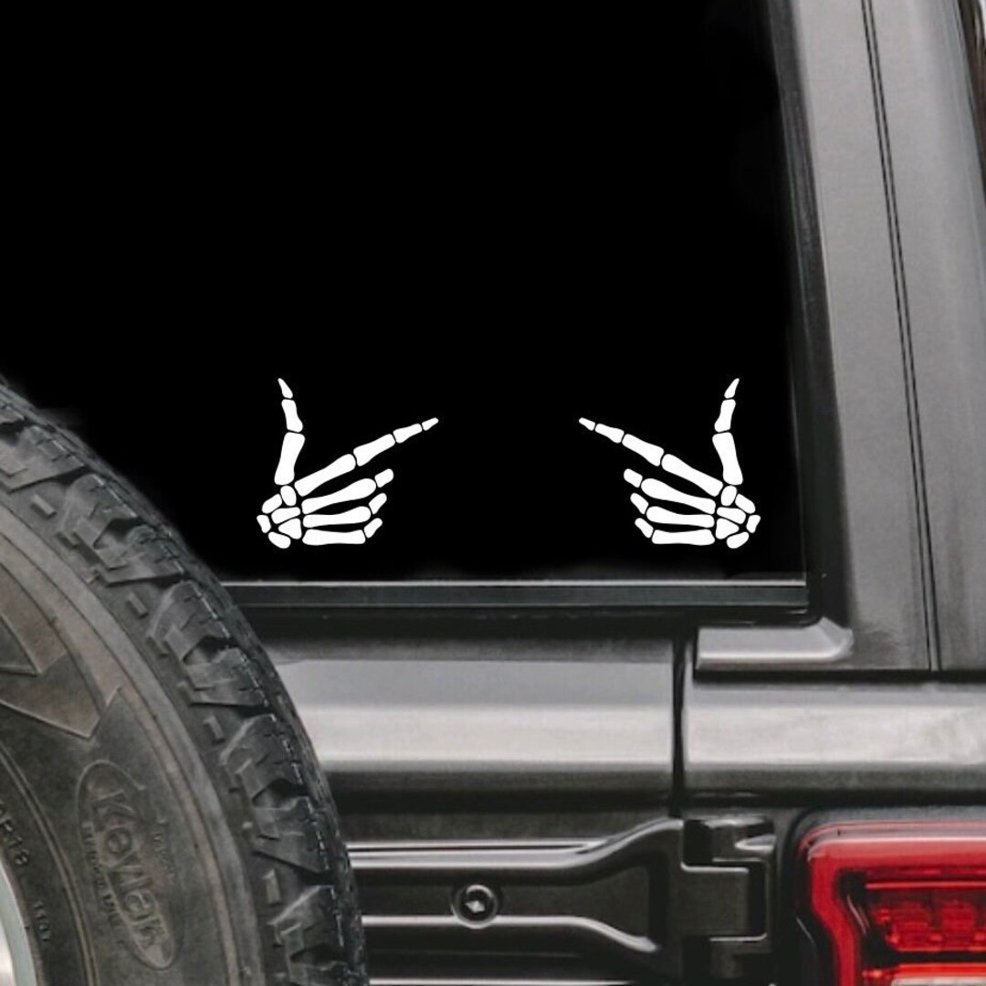 SET of 2 Skeleton Hand Pointing Finger Vinyl Decal Stickers - Etsy