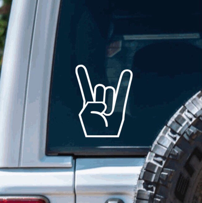 Rock On Hand Outline Vinyl Decal Sticker devil horn hand | Etsy