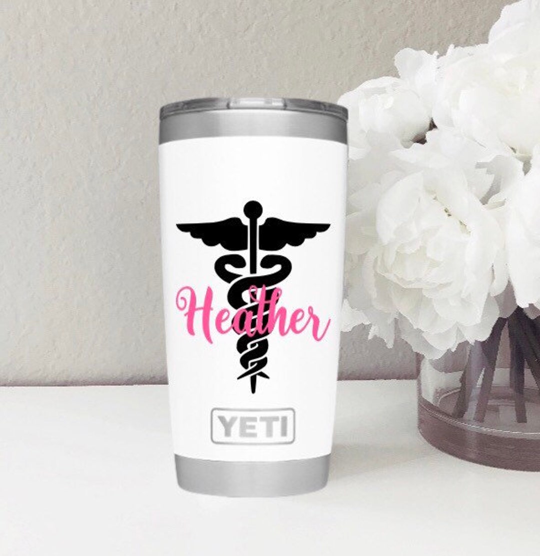 DECAL Caduceus Name in Cursive Script Vinyl Decal Sticker Custom Nurse ...