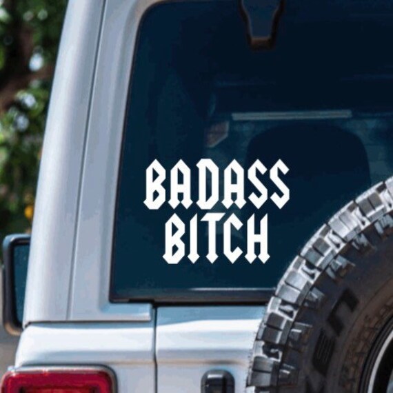 Badass Bitch Vinyl Decal Sticker devil horn hand sign metal | Etsy