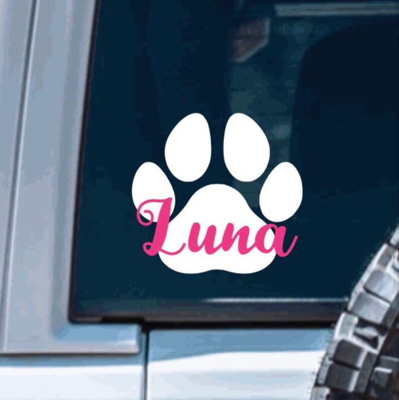 Custom Script Name Paw Print Vinyl Decal Sticker Paw Print - Etsy
