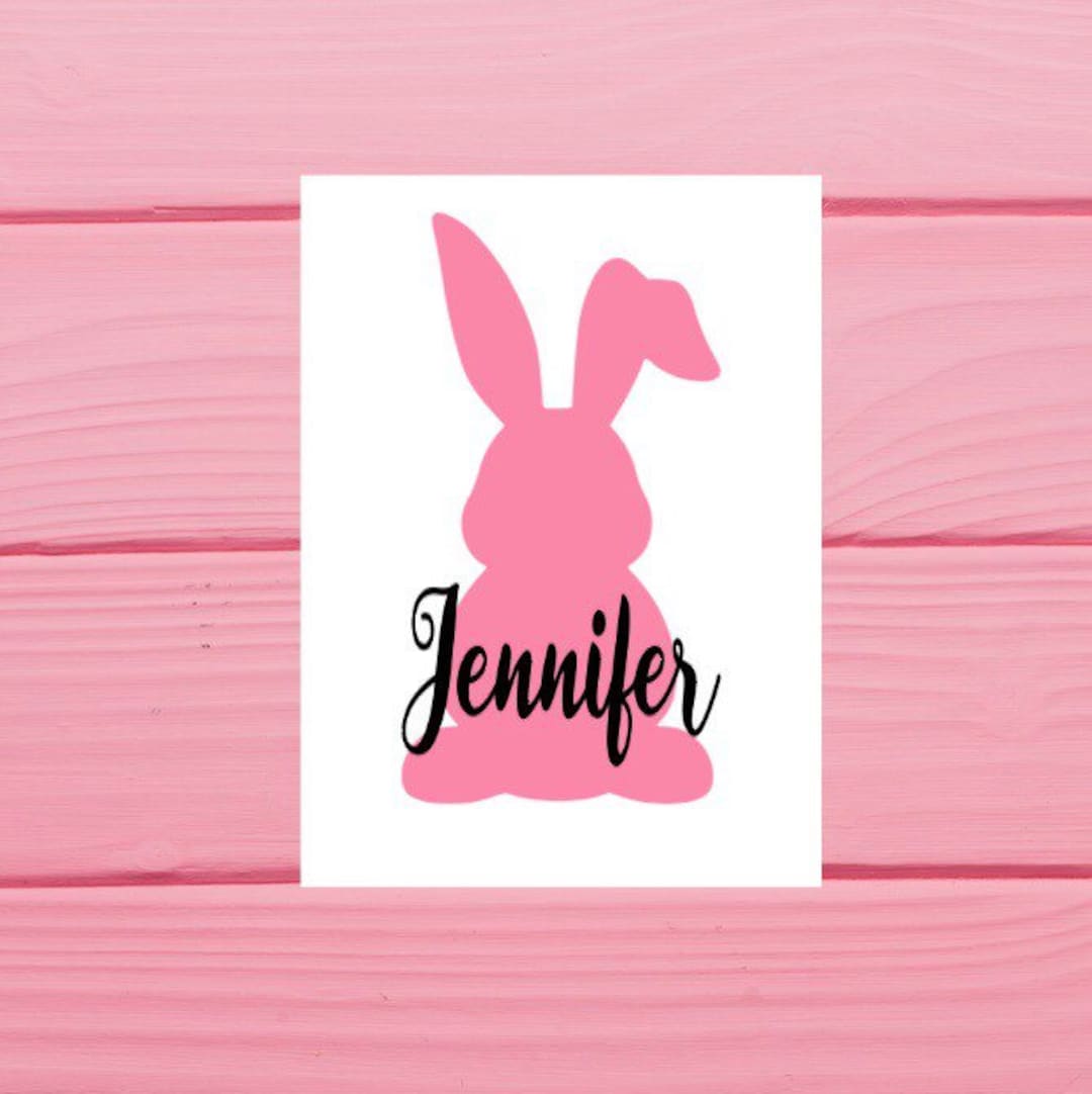 DECAL Easter Bunny With Name in Cursive Script Vinyl Decal Sticker ...