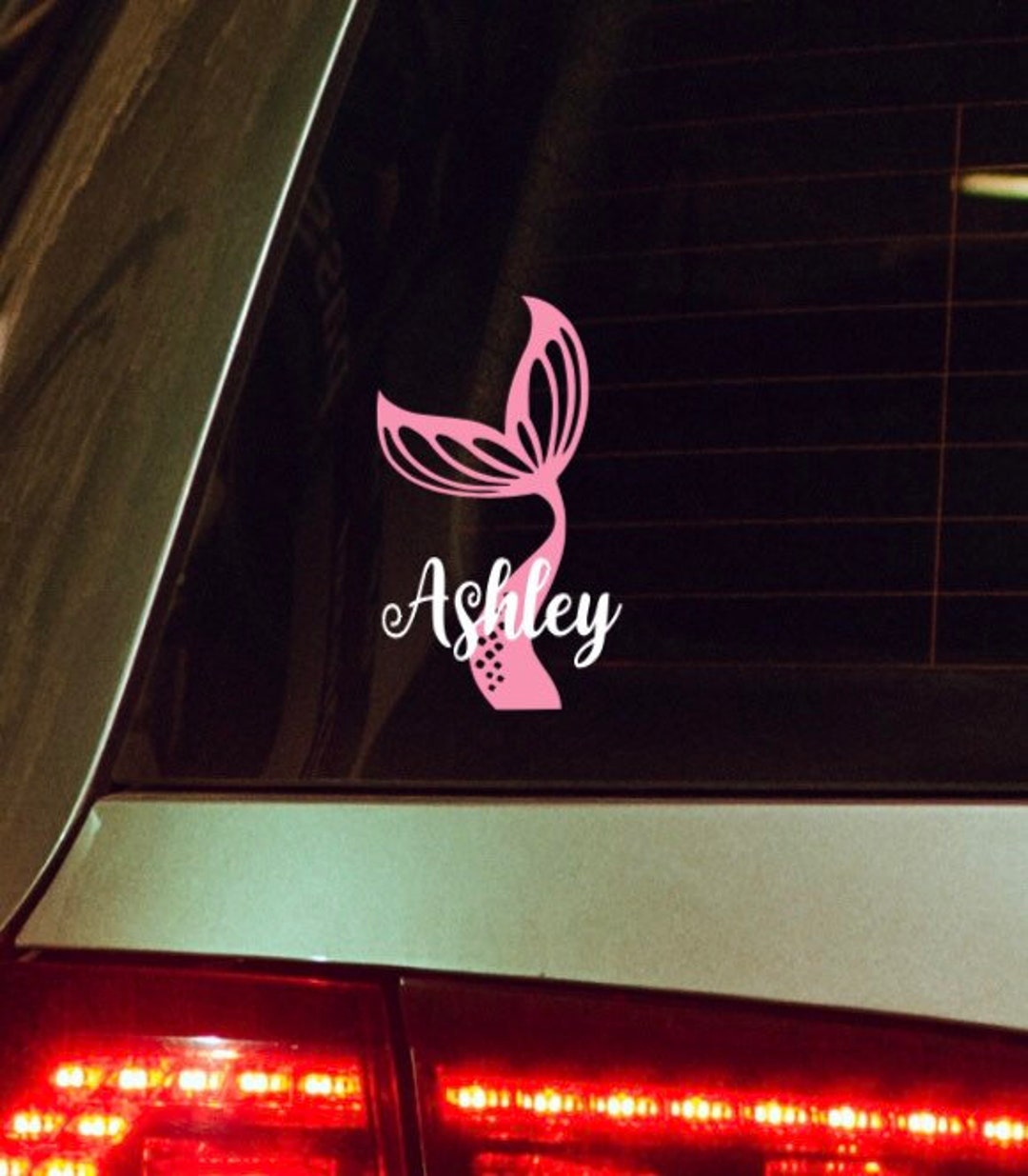 Mermaid Tail With Name in Cursive Script Vinyl Decal Sticker ...