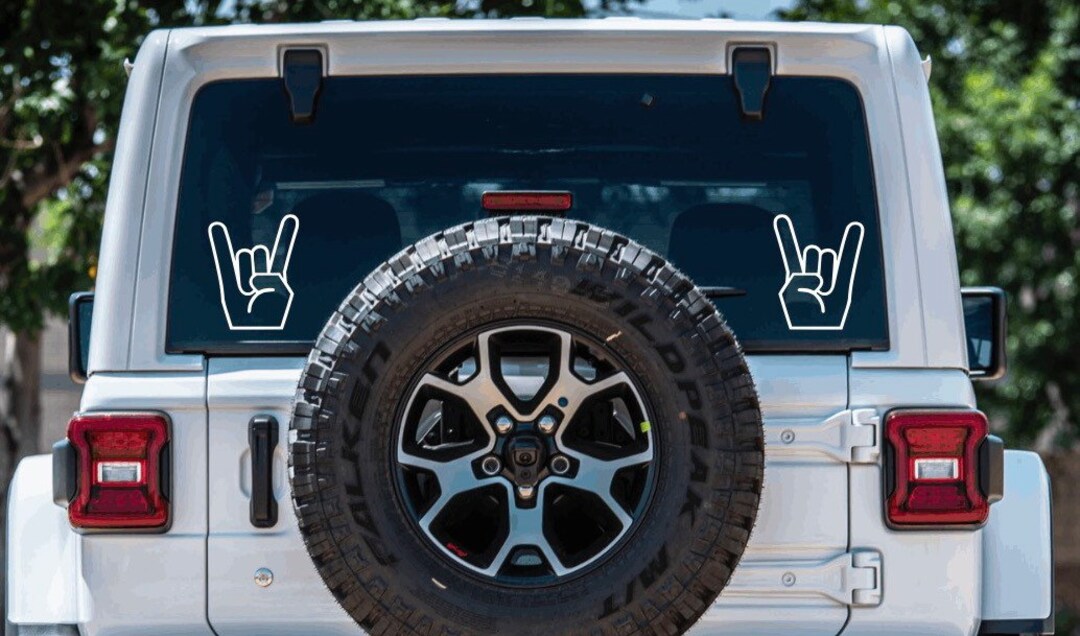 Set of 2 Rock on Hand Outline Vinyl Decal Stickers | Many Sizes and ...