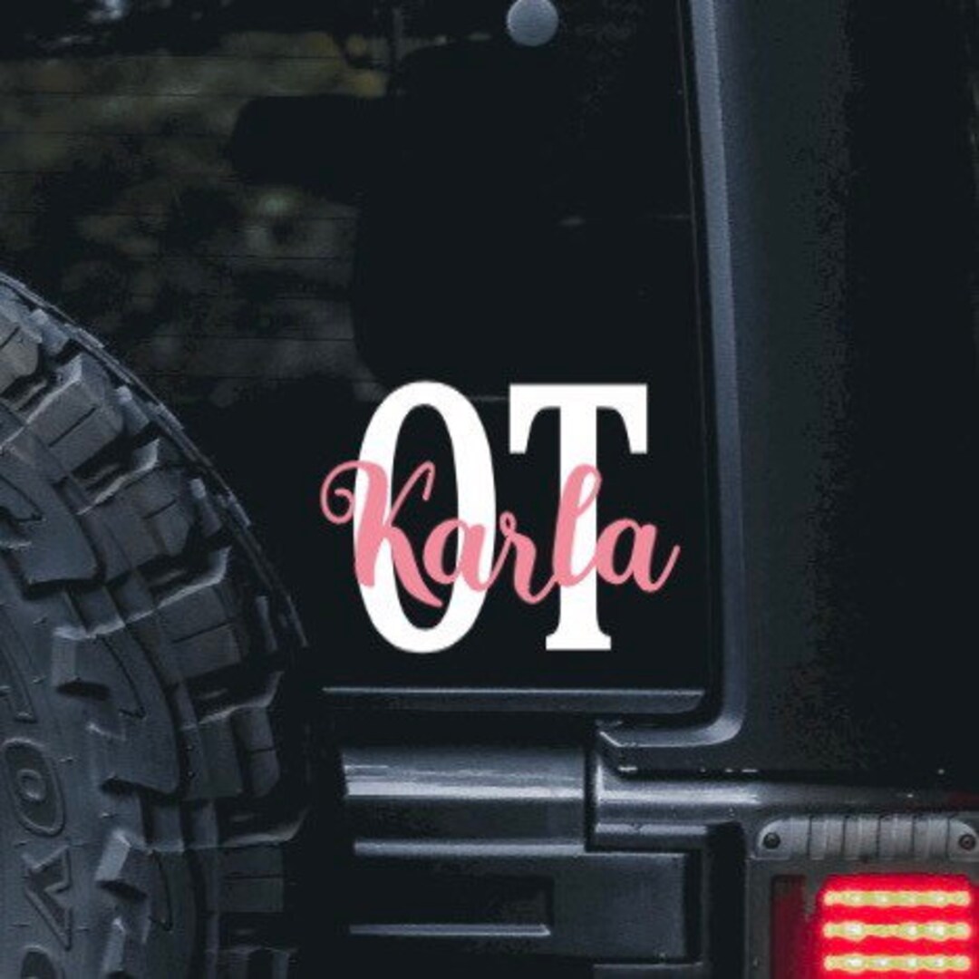 Personalized OT Script Name Vinyl Decal Sticker Custom Occupational ...