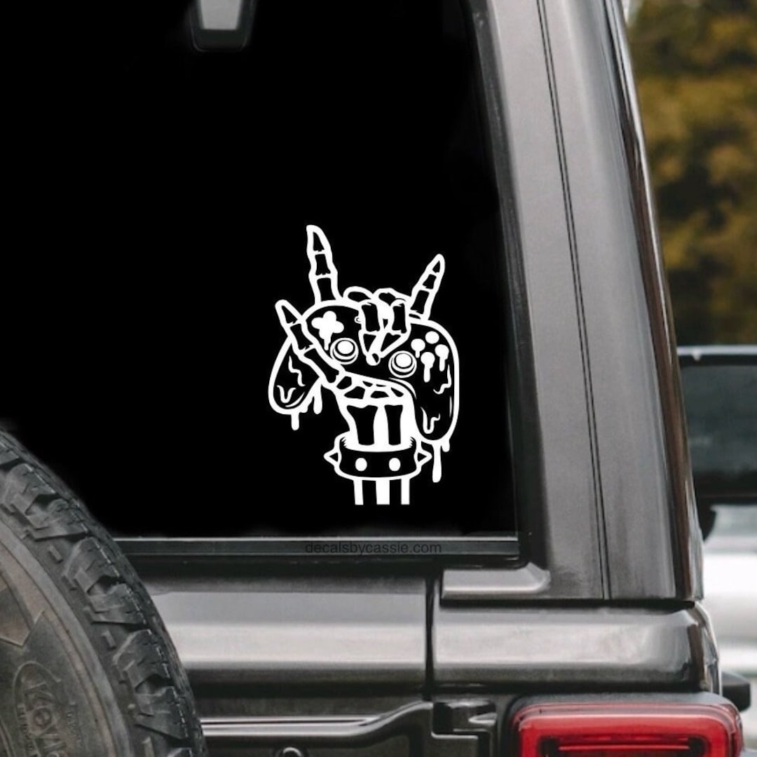 Gamer Skeleton Holding Controller Vinyl Decal Sticker Devil Horn Hand ...