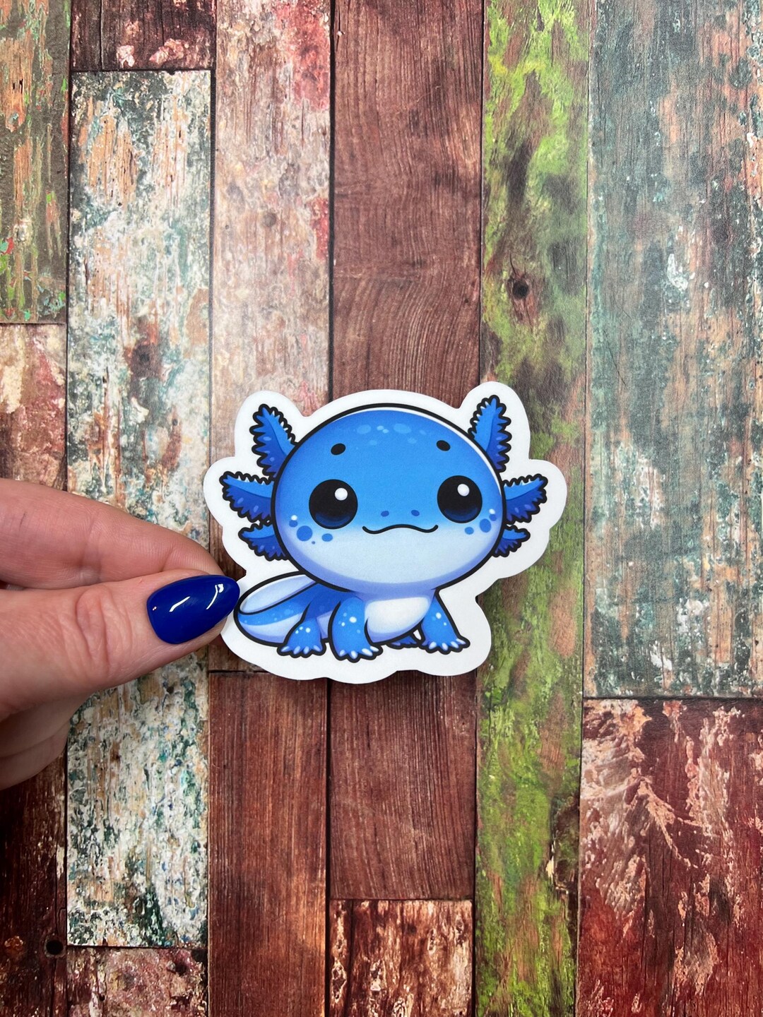 Cute Blue Axolotl Sticker * Peel and Stick * | Holographic, Sparkle or ...