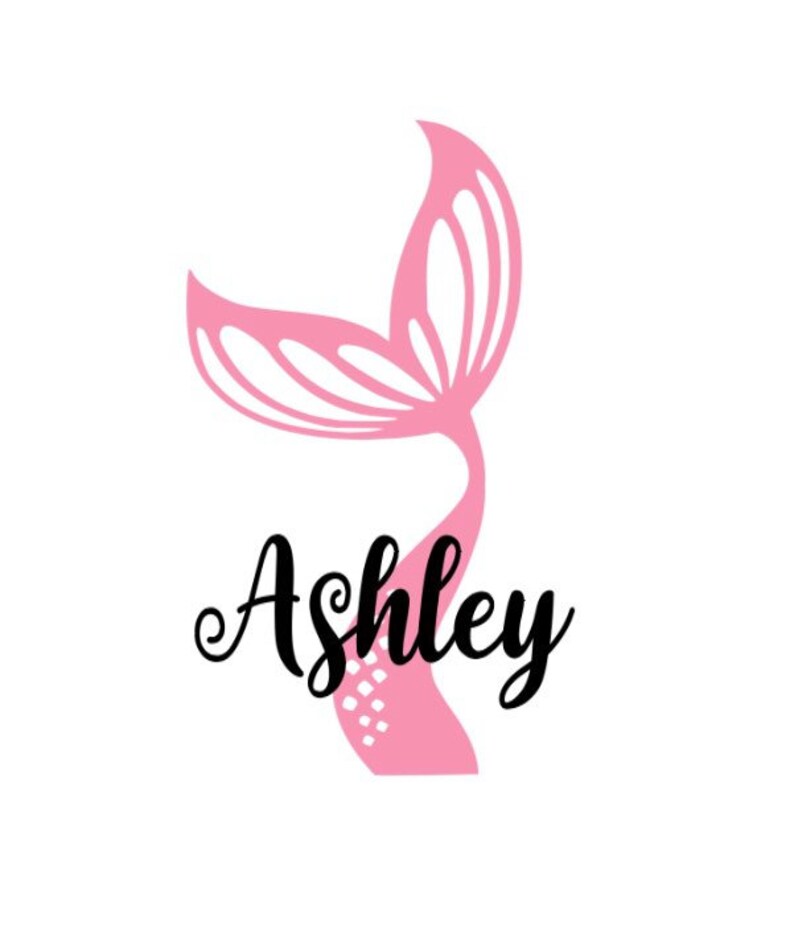 Mermaid Tail With Name in Cursive Script Vinyl Decal Sticker | Etsy