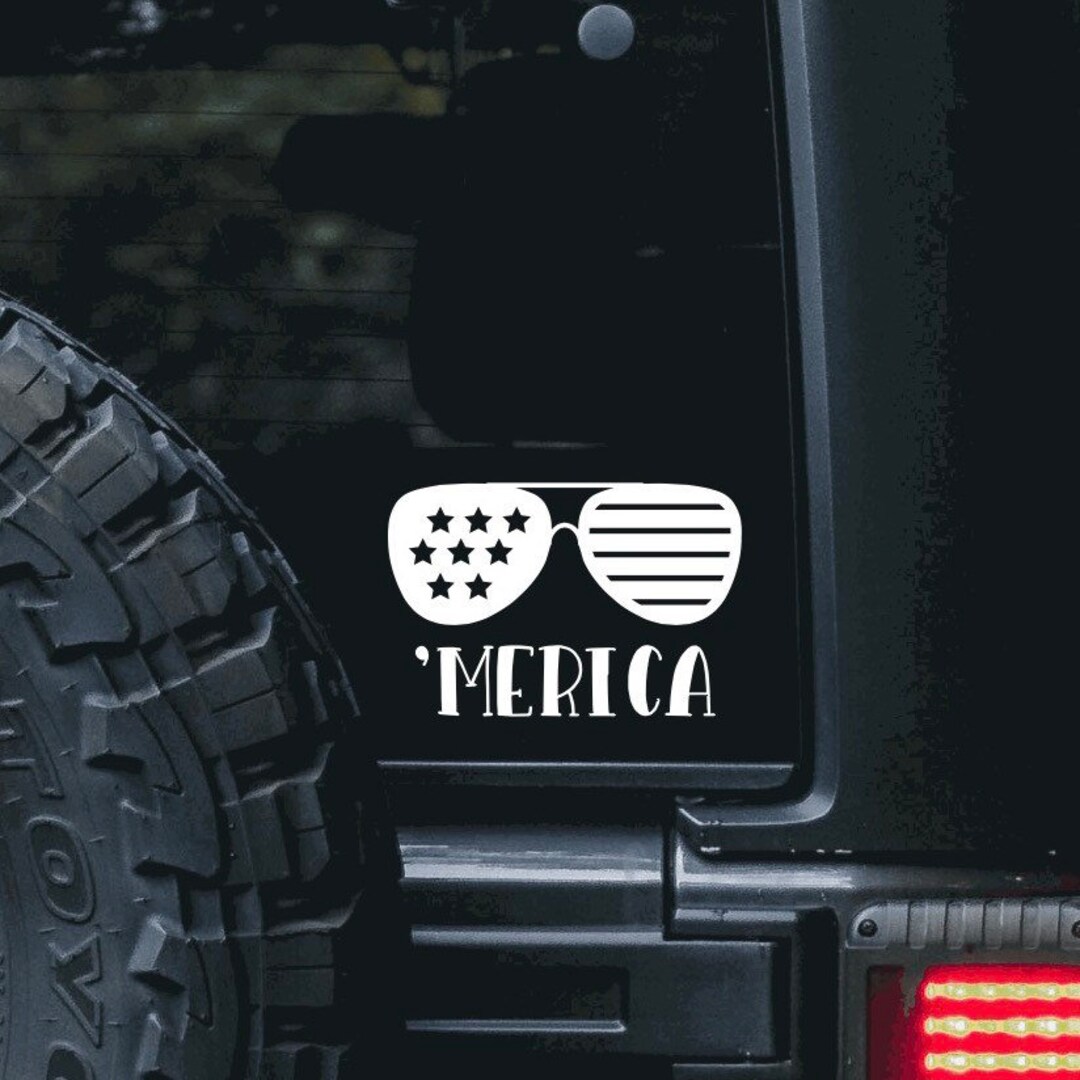Merica Sunglasses Decal Sticker America USA Patriotic, for Hydro Flask ...