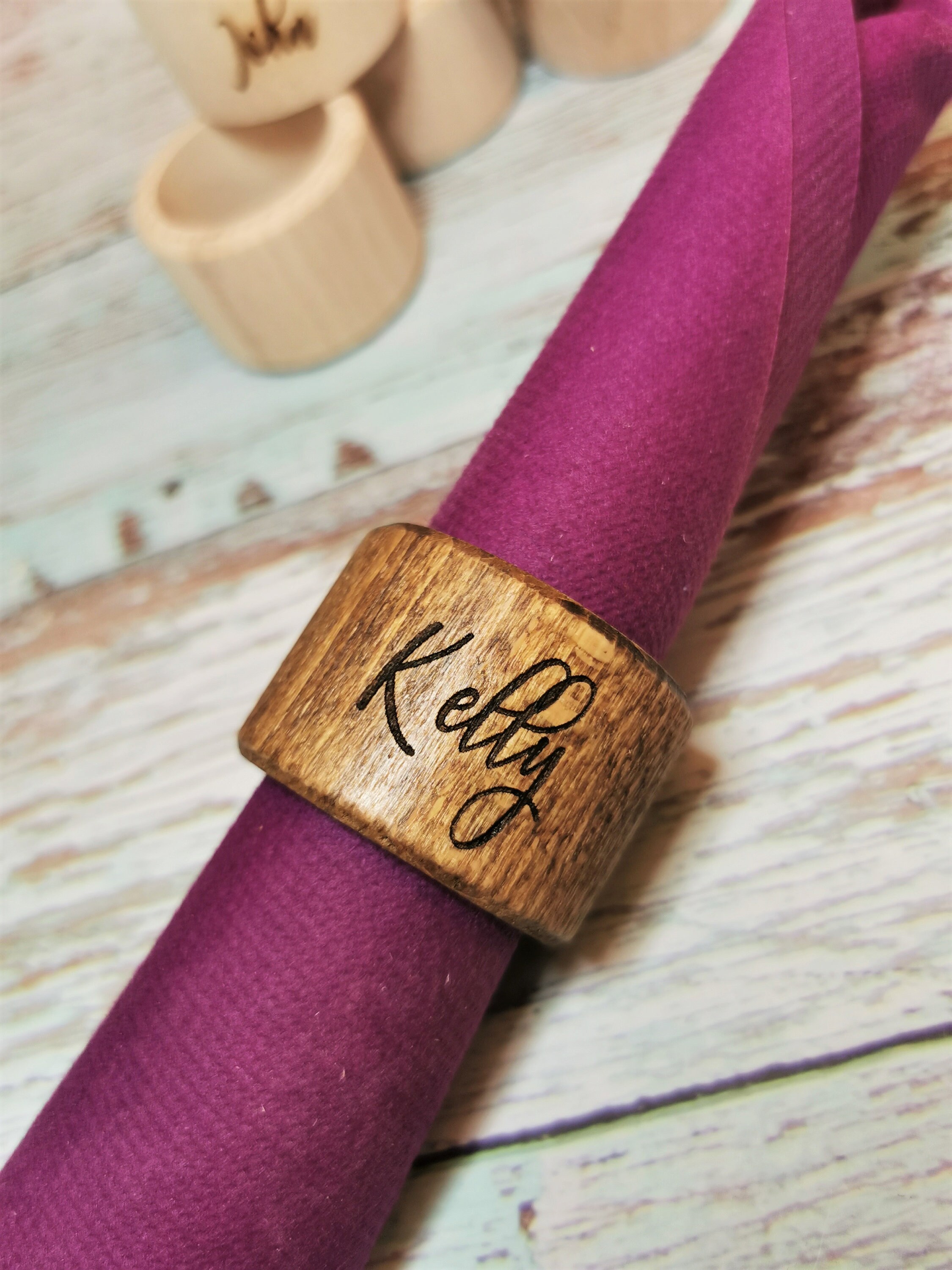 Personalized Engraved Wooden Napkin Rings / Wedding - Etsy
