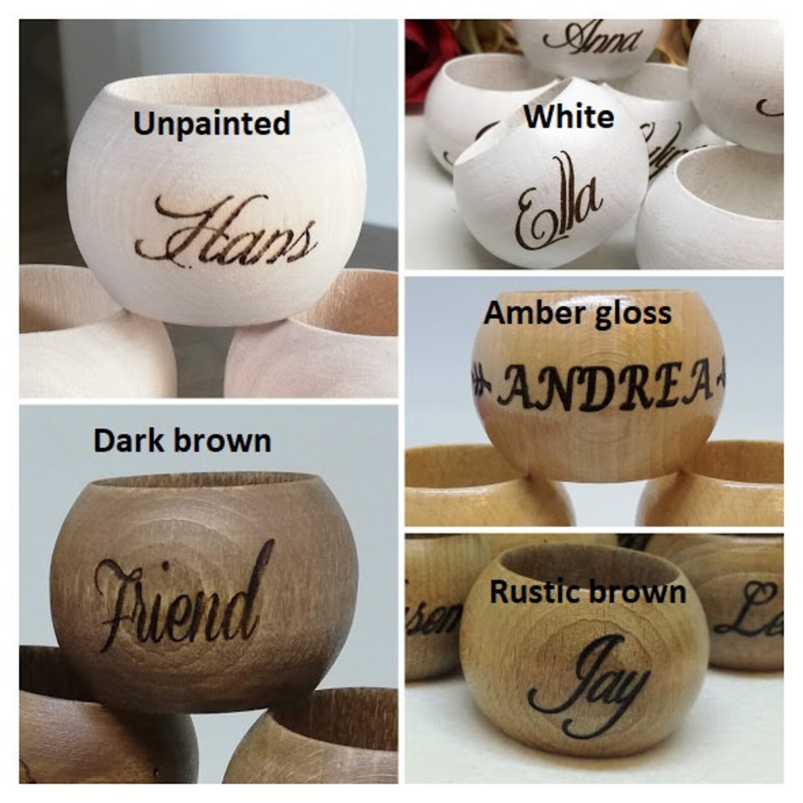 Personalized Wooden Napkin Rings With Box /engraved Rings/wedding ...