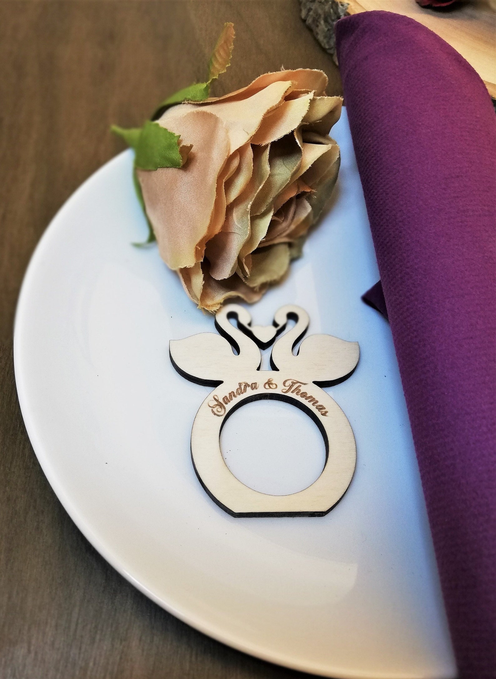 Personalized Wedding Napkin Rings Set of 6 / Wedding Table - Etsy