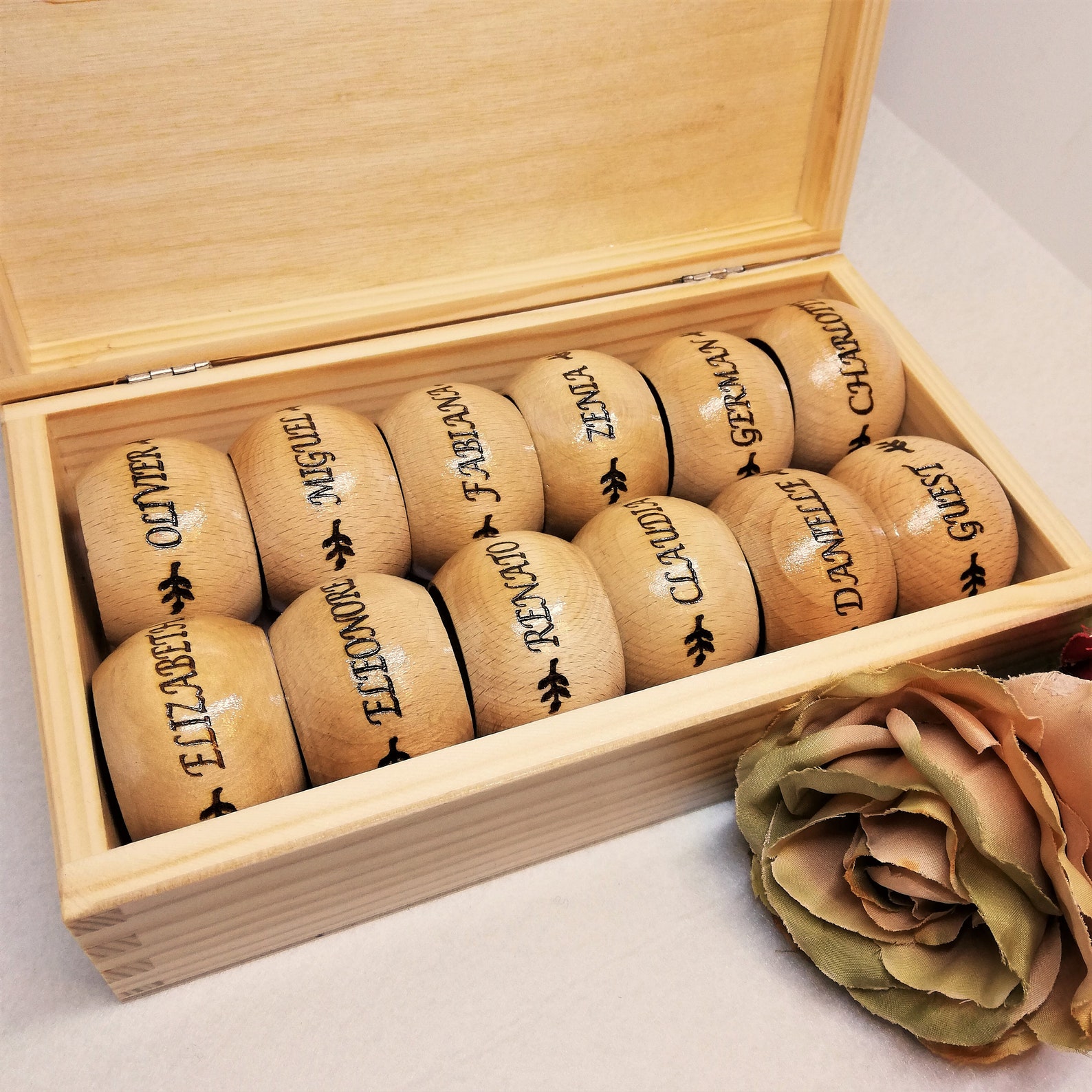 Personalized Wooden Napkin Rings With Box /engraved Rings/wedding ...