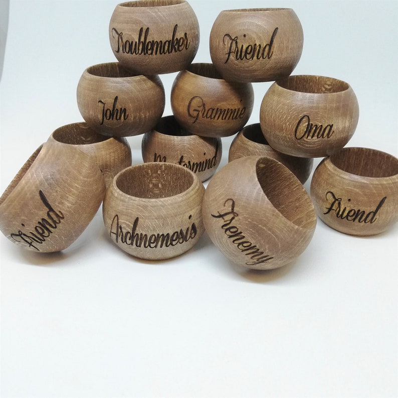 Set of 12 Pieces Personalized Engraved Wooden Napkin Rings/ - Etsy