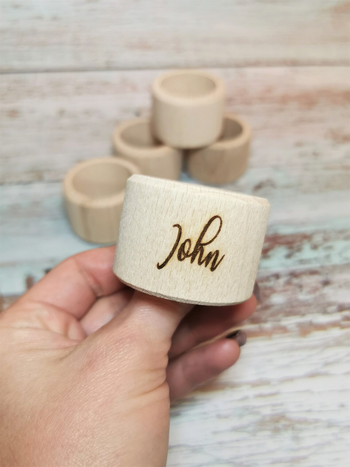 Personalized Wooden Napkin Rings / Wedding Accessories / Home | Etsy