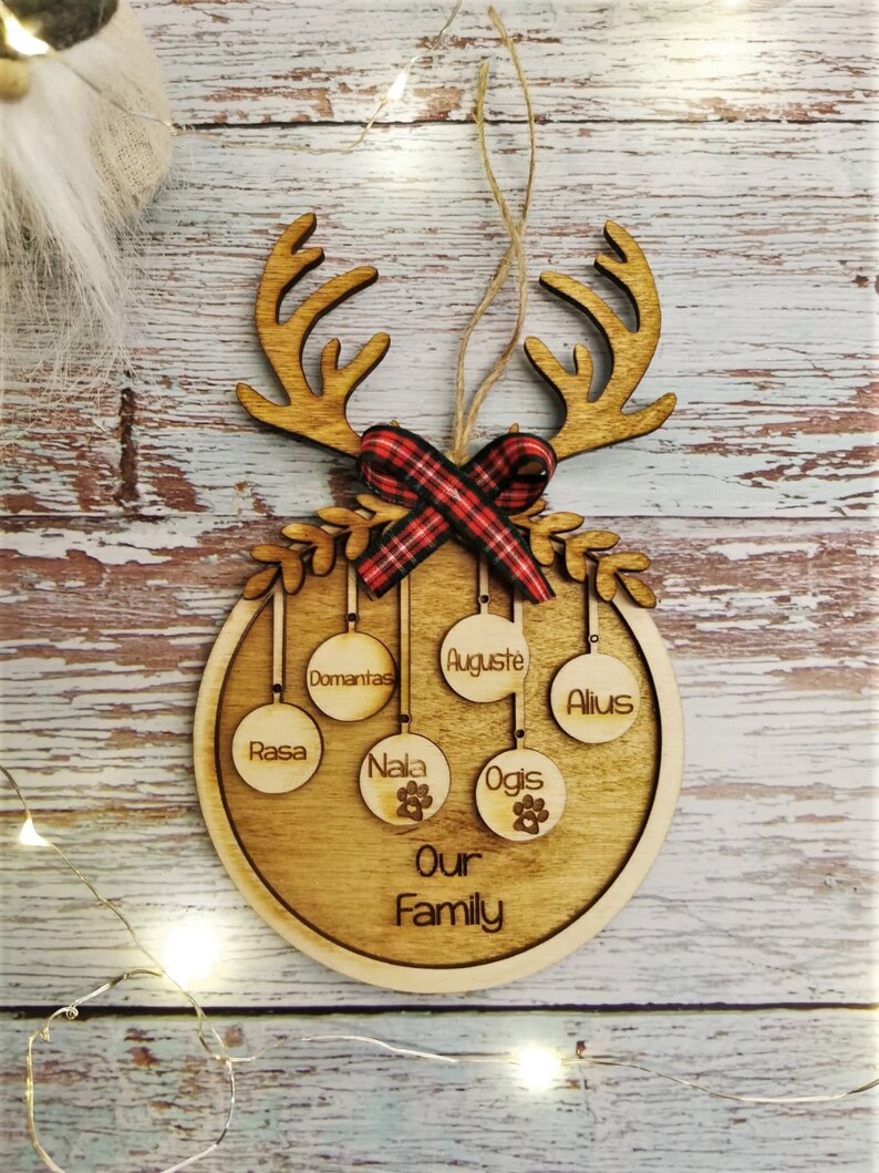 Personalized Family Laser Cut Christmas Tree Decoration With - Etsy