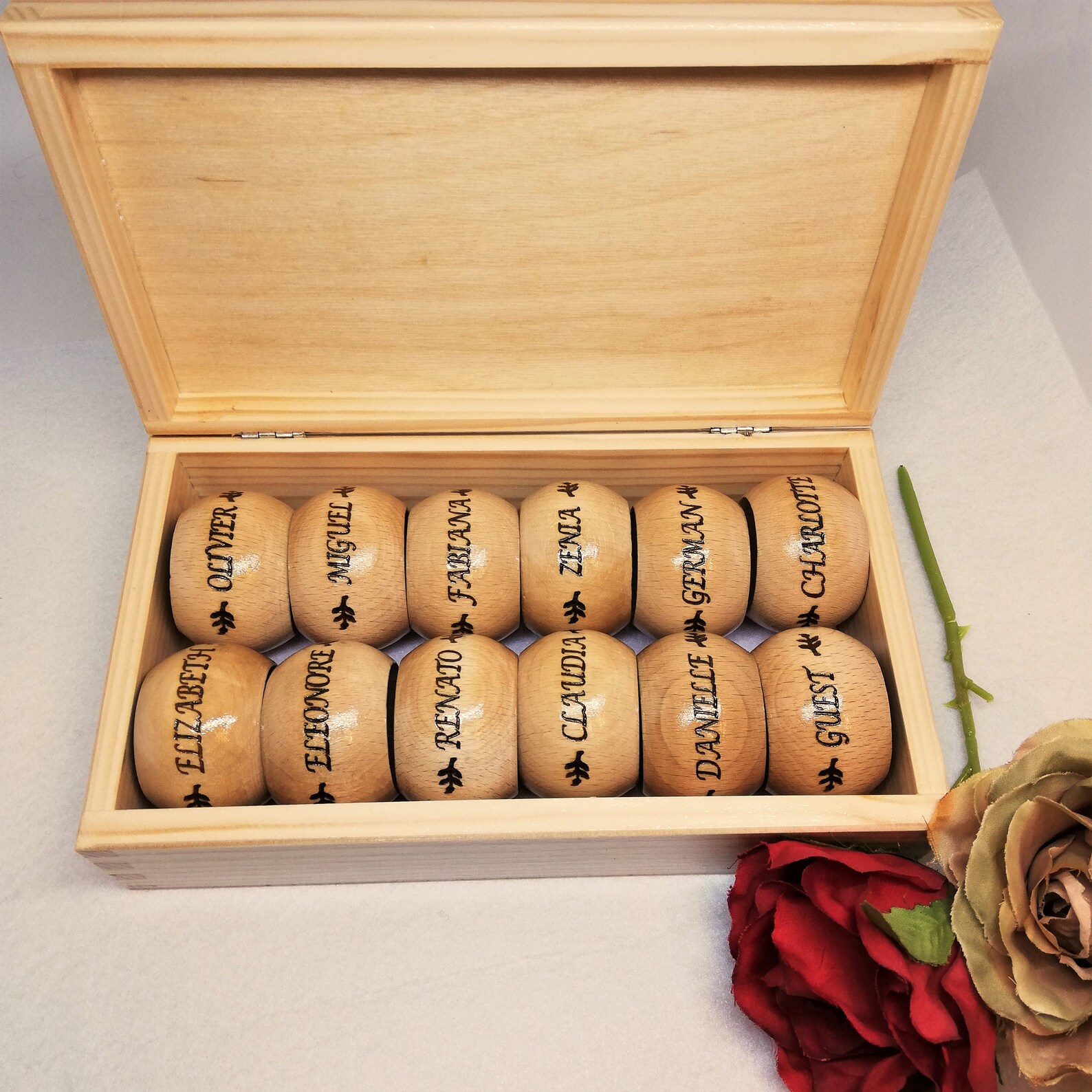 Personalized Wooden Napkin Rings With Box /engraved Rings/wedding ...