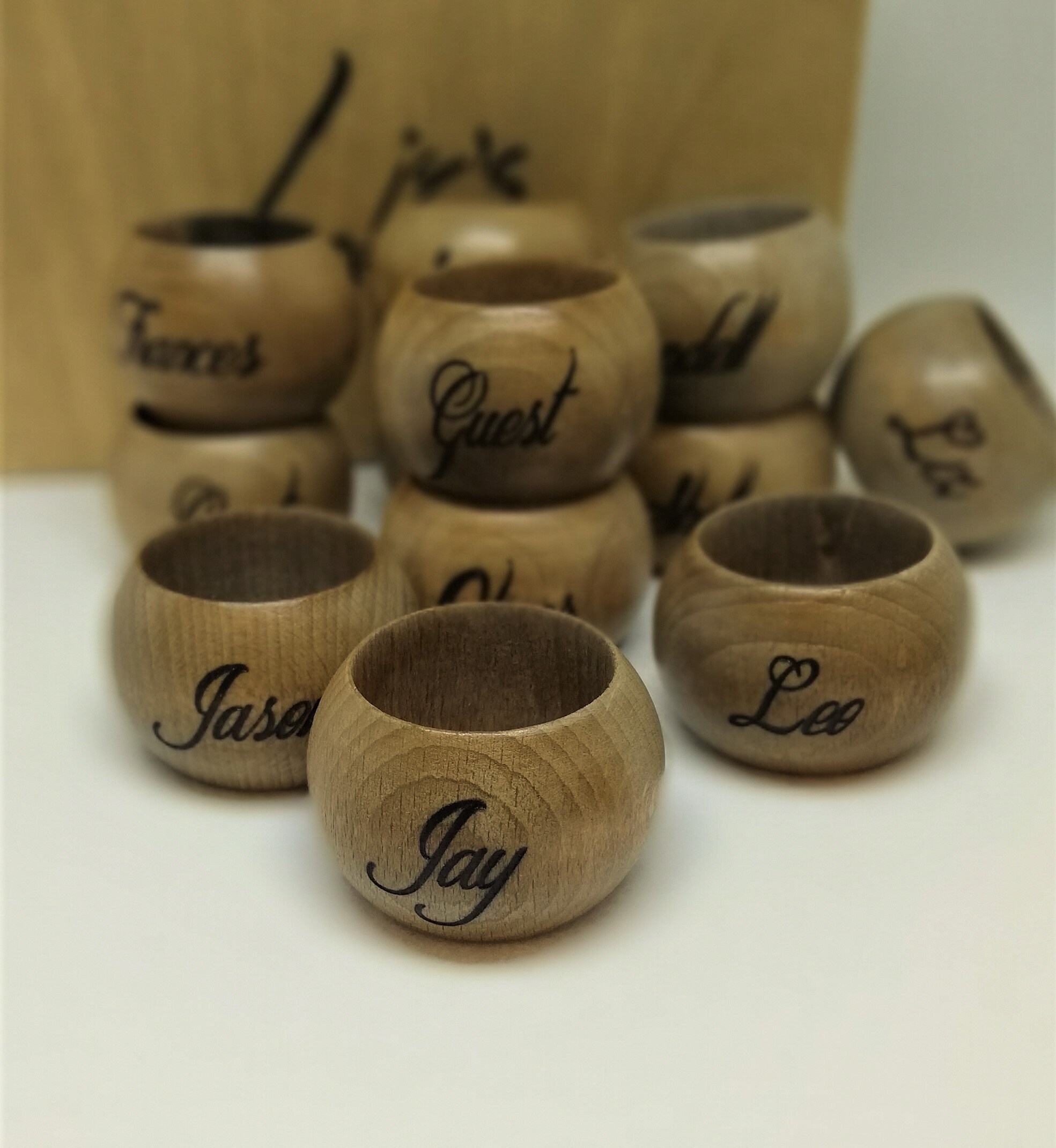 Personalized Wooden Napkin Rings With Box /engraved - Etsy