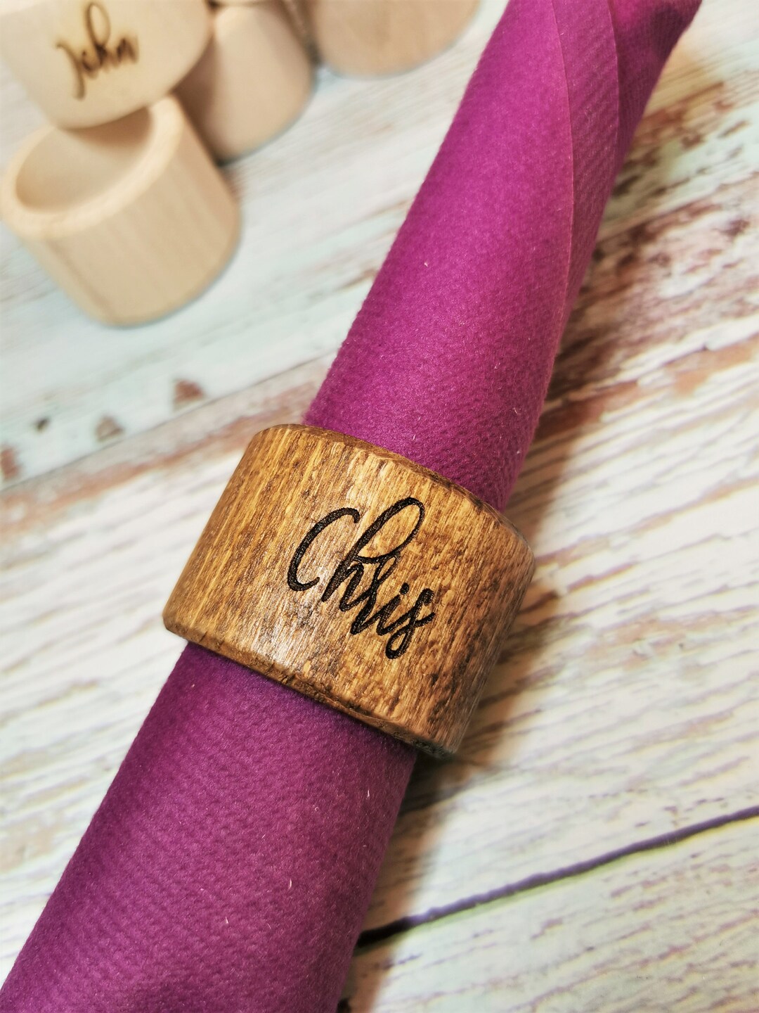Personalized Engraved Wooden Napkin Rings / Wedding Accessories / Home ...