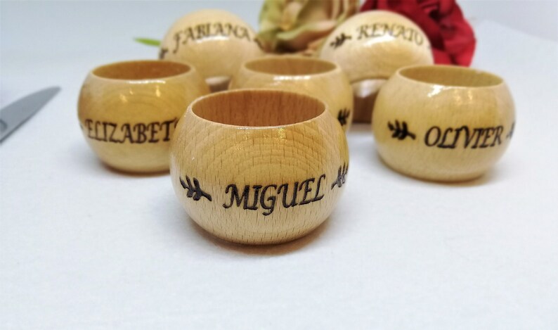 Personalized Wooden Napkin Rings With Box /engraved Rings/wedding ...