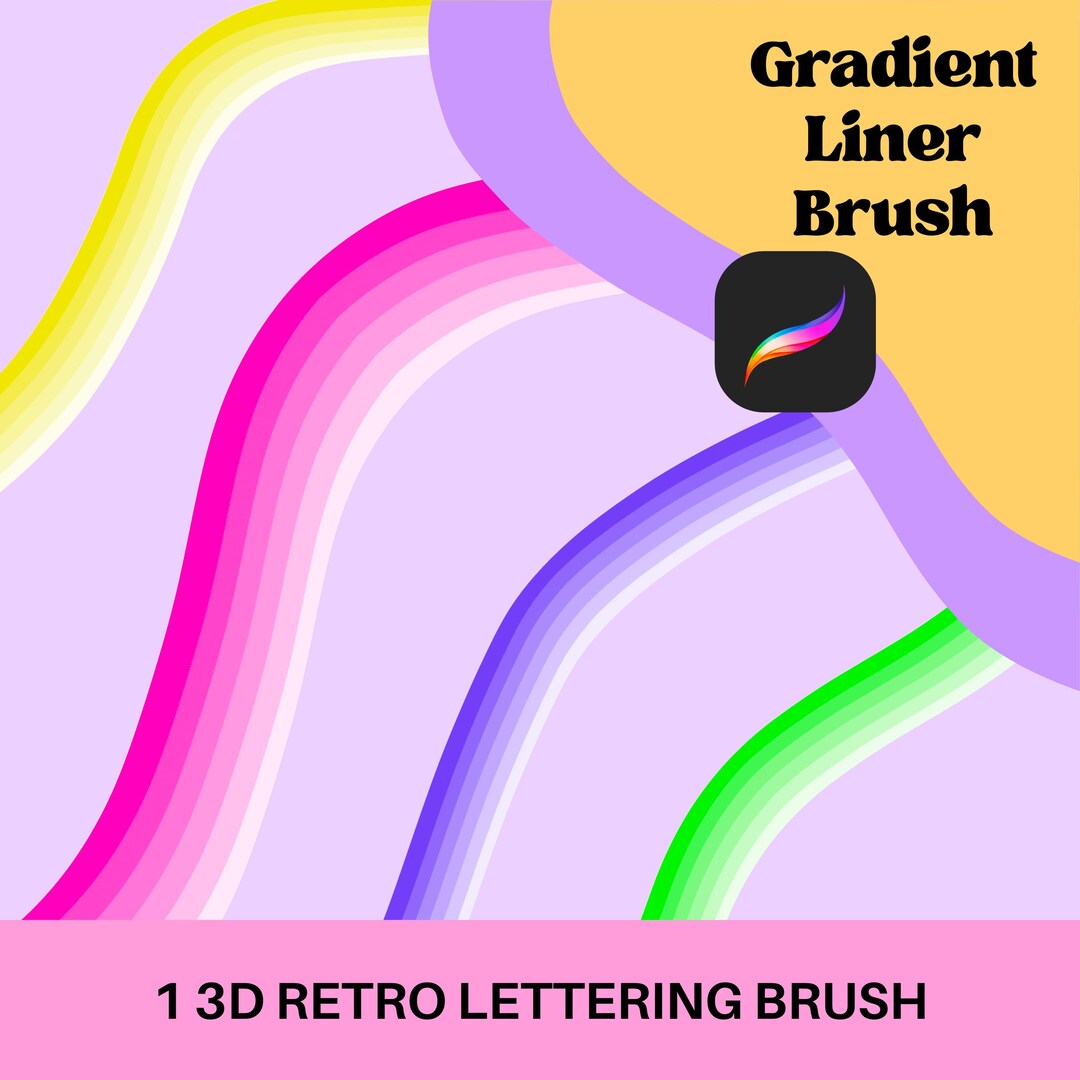 Gradient Liner Brush for Procreate Colorful Lettering Monoline Retro ...