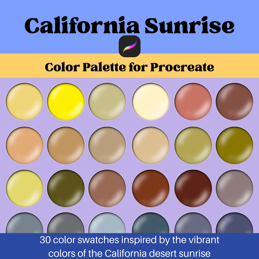 Sunrise Color Palette for Procreate Warm Tone Swatch Vibrant Desert ...