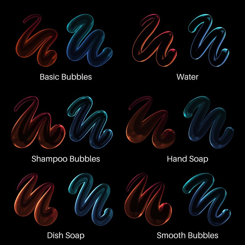 Bubble Font Brush for Procreate 3D Lettering Liquid Realistic Water Digital Art Shiny Bundle ...