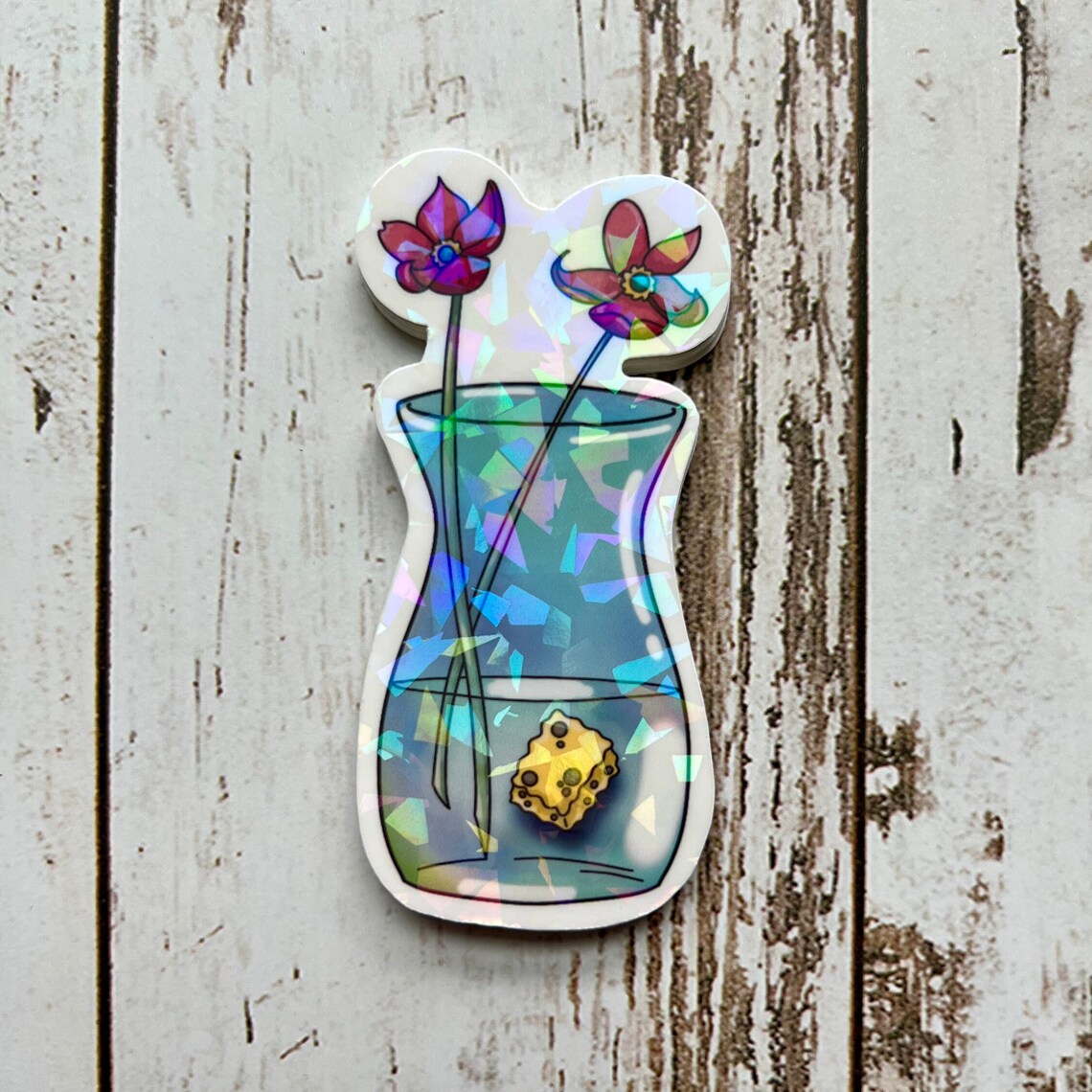Small Glittery Spongebob Sticker, Sponge in Vase - Etsy