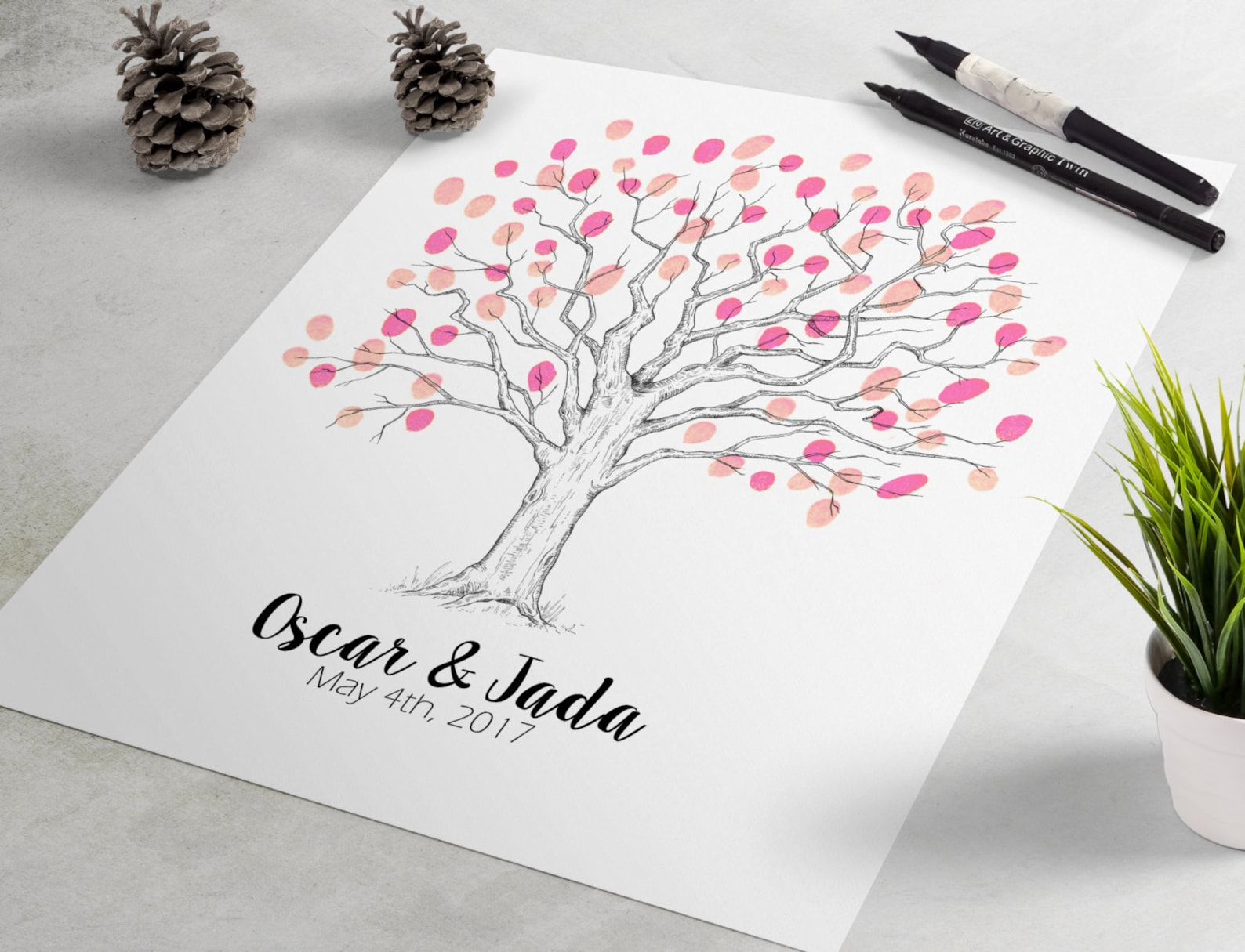 Guest Book Tree Chic Oak Guestbook Tree Print is a Beautiful - Etsy