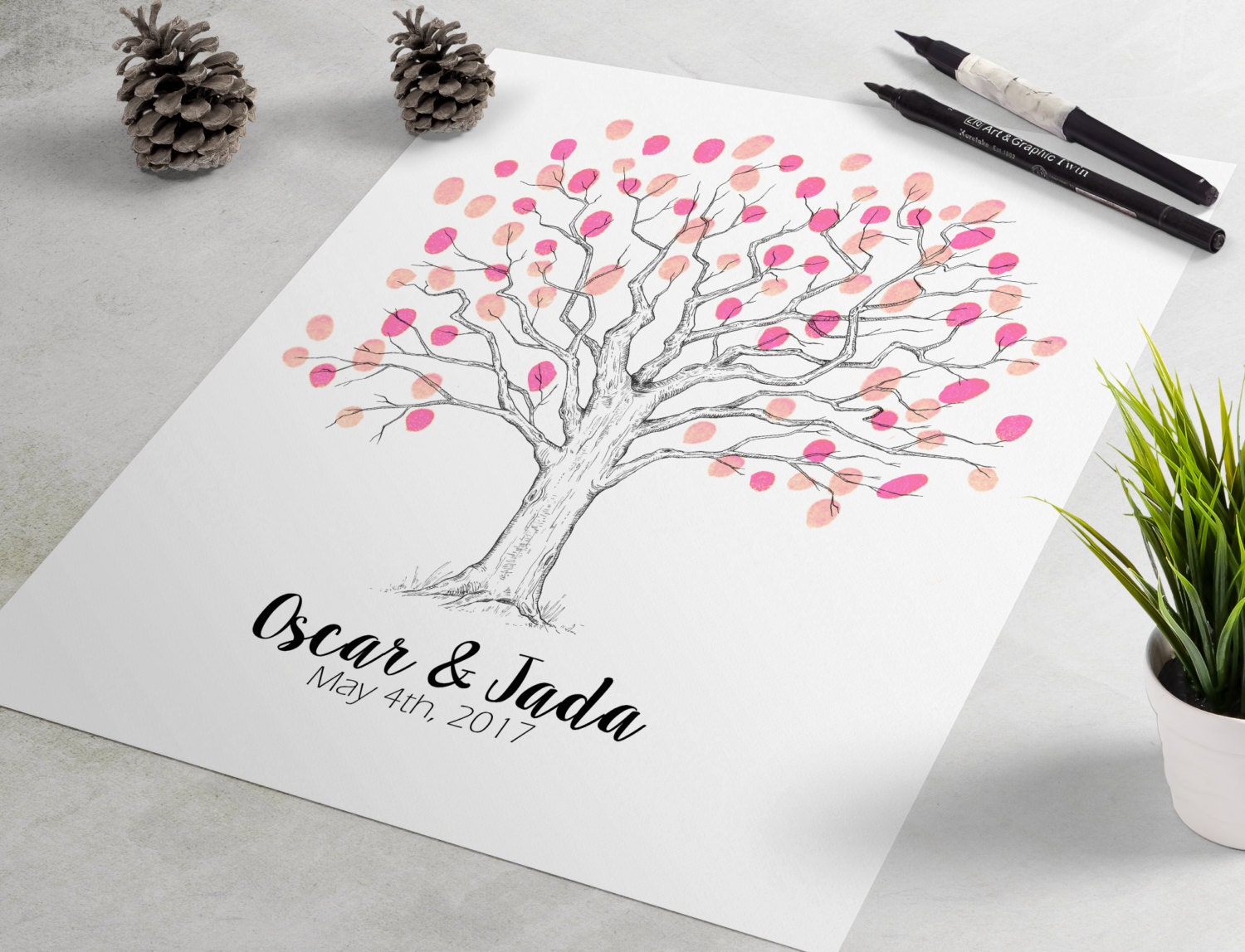 Guest Book Tree - Chic Oak Guestbook Tree Print is a Beautiful Wedding ...