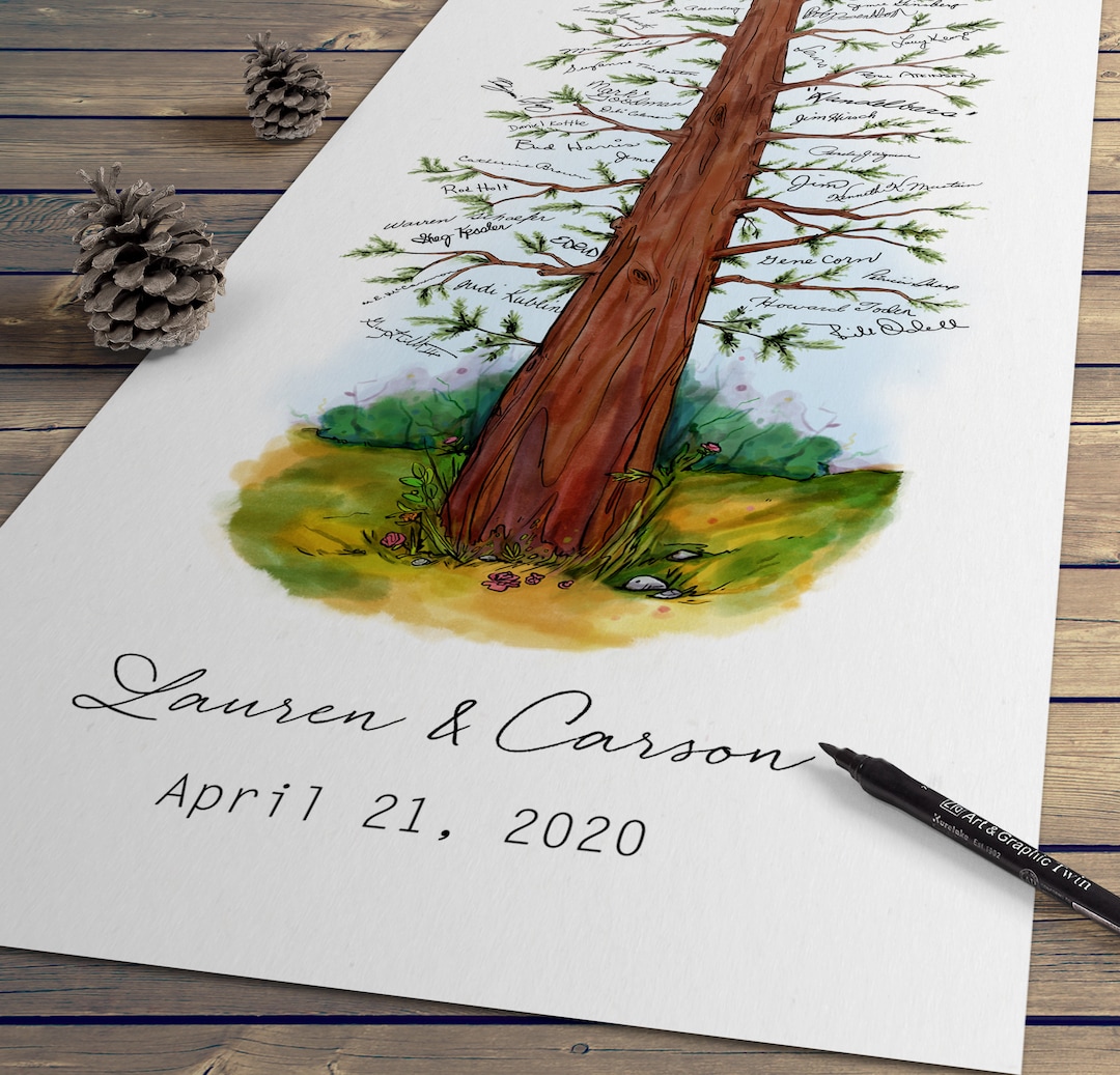 Signature Tree Guest Book - Classic Pine Wedding Guestbook Alternative ...