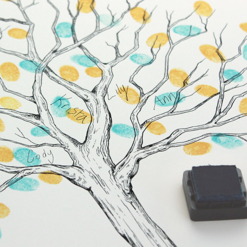 Fingerprint Tree Simple oak finger print tree the wedding | Etsy
